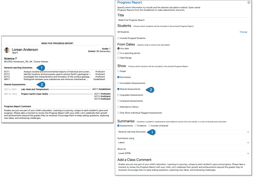Gradebook Progress Report | Edsby