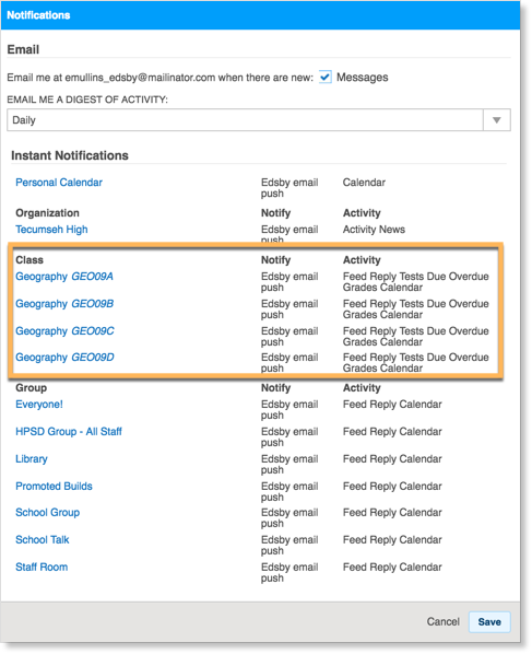 Notifications | Edsby