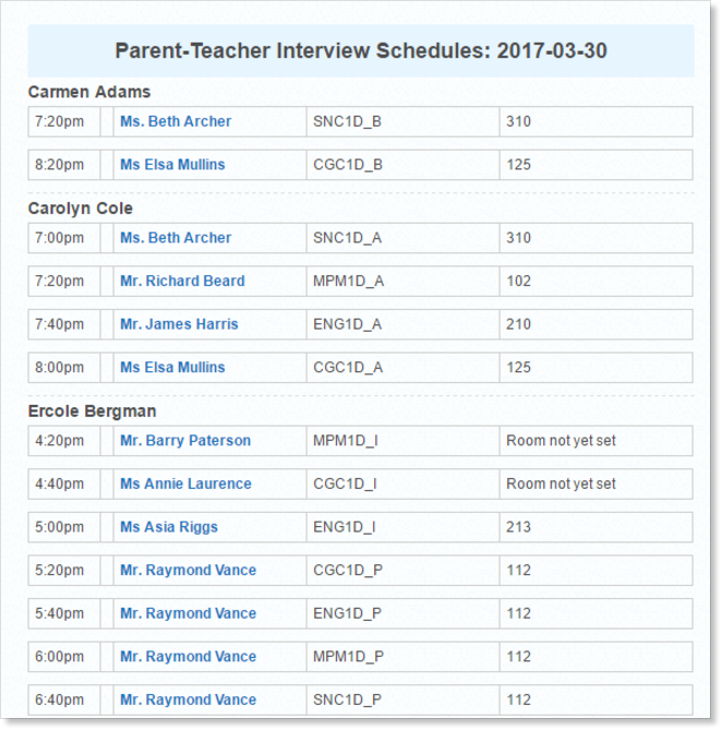 Parent-Teacher Interview Schedules | Edsby
