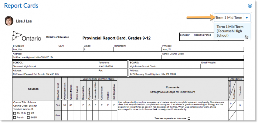 Viewing Report Cards | Edsby