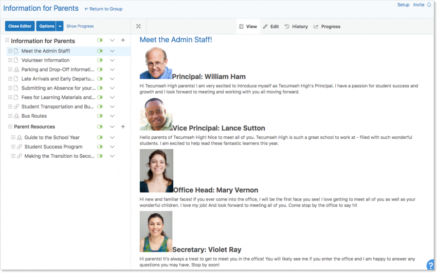 Informing Parents through PD Groups | Edsby