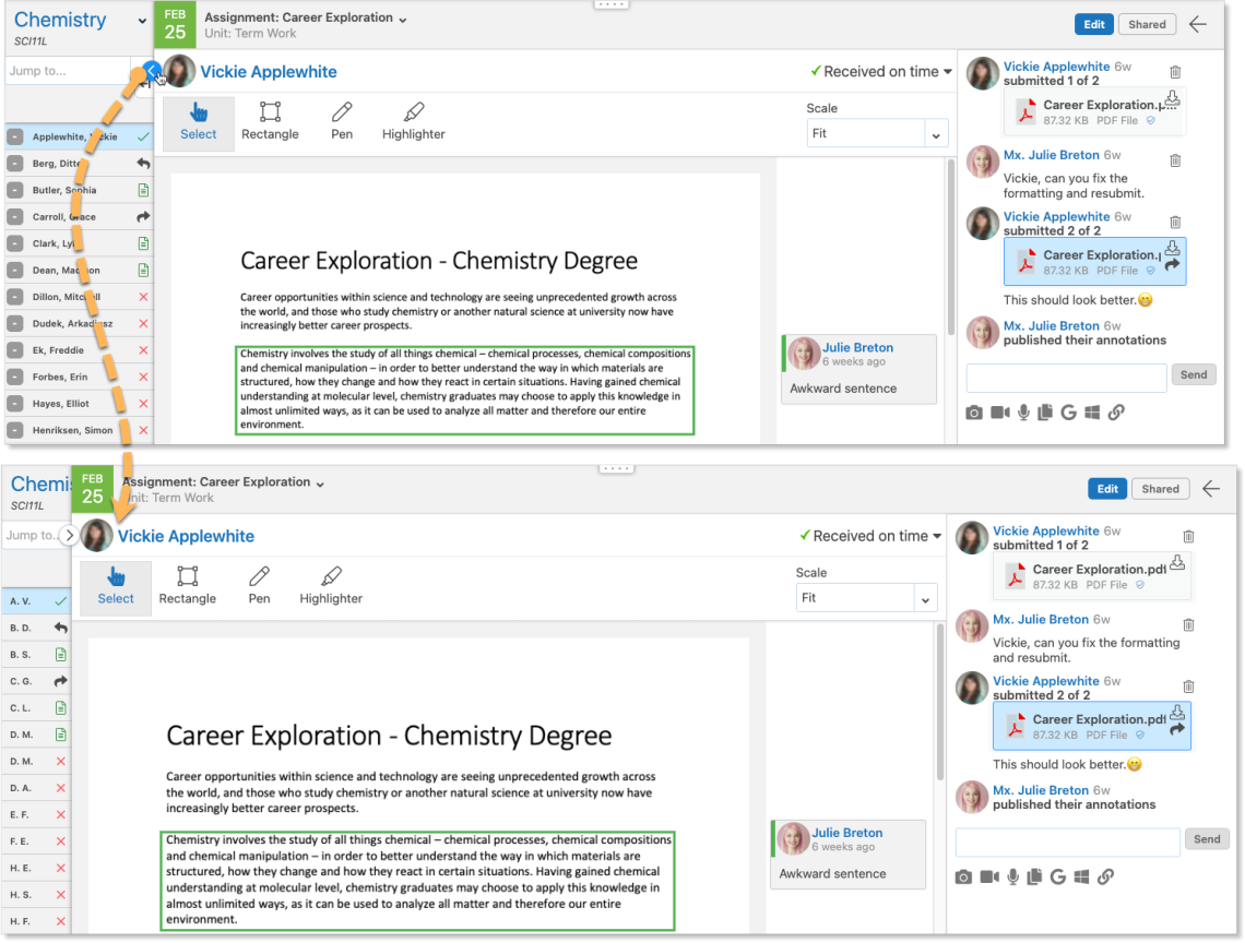 Annotating student submissions with the Gradebook's Grader | Edsby