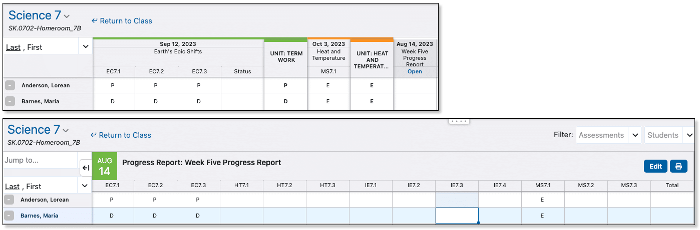 Gradebook Progress Report | Edsby